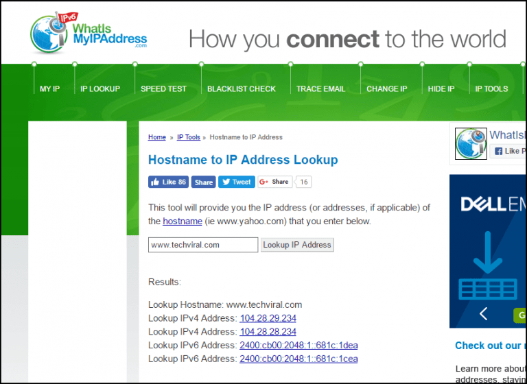 How to Find Server's IP Address of Any Website