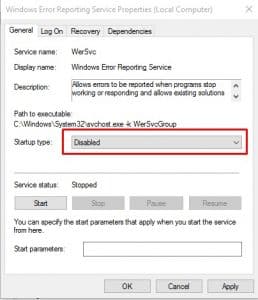 How to Disable Error Reporting In Windows 10
