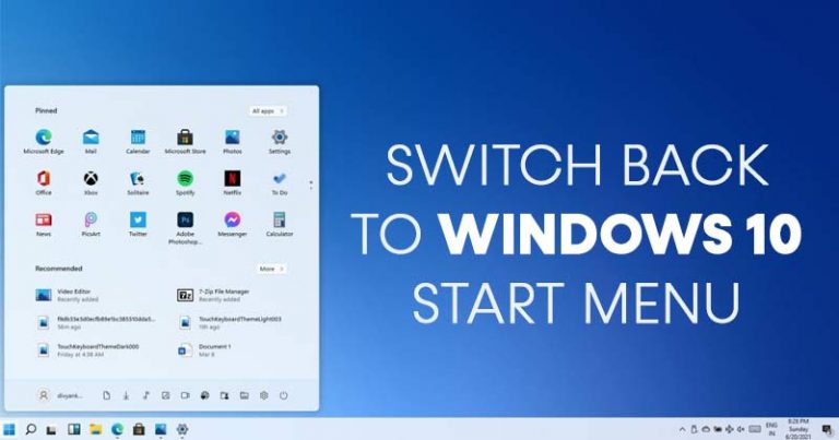 How to Switch Back to Windows 10 Start Menu in Windows 11