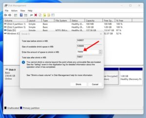 How to Create New Partition by Shrinking existing one in Windows 11