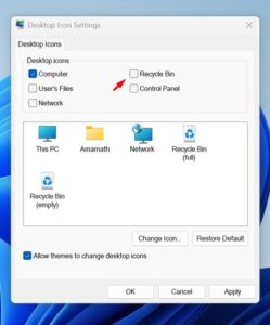 How to Hide or Remove Recycle Bin icon in Windows 11